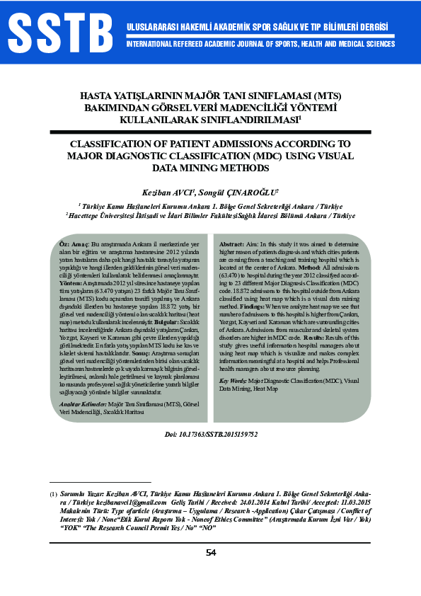 (PDF) Classification of Patient Admissions According to Major ...