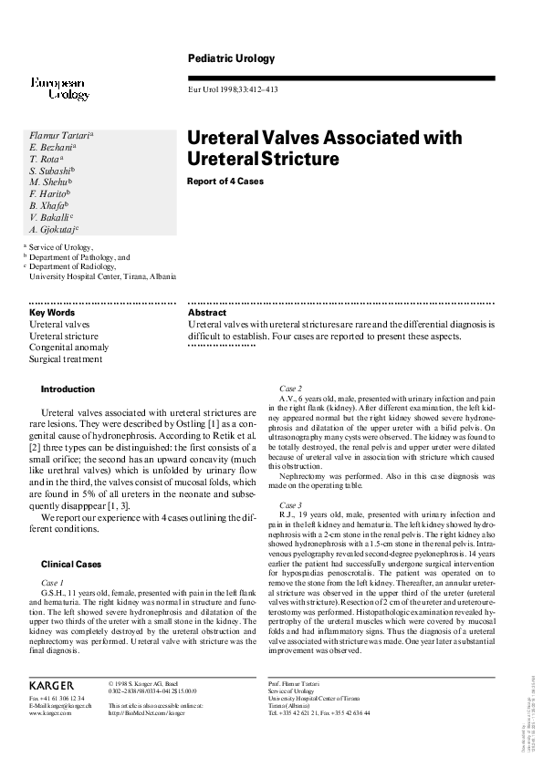 (PDF) Ureteral Valves Associated with Ureteral Stricture