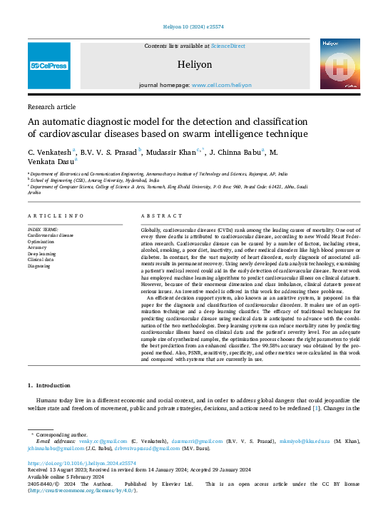 Pdf An Automatic Diagnostic Model For The Detection And Classification Of Cardiovascular