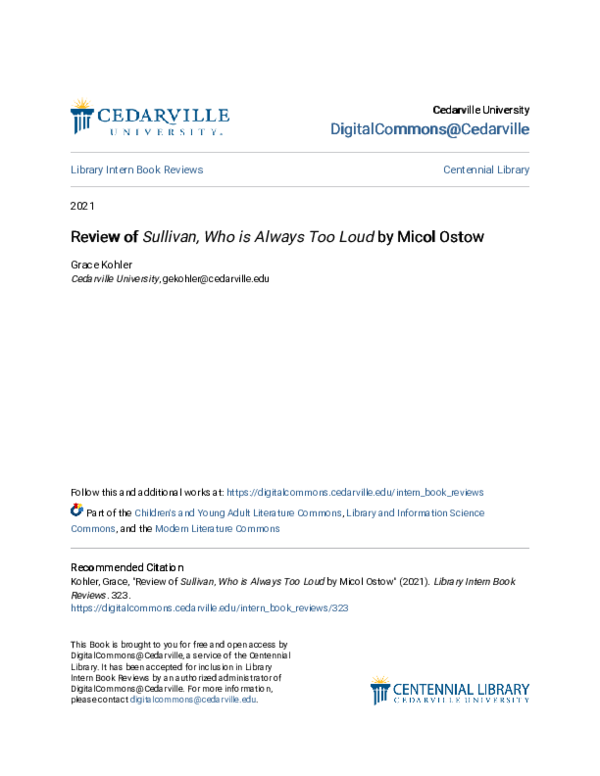 (PDF) Review of \u3cem\u3eSullivan, Who is Always Too Loud\u3c/em\u3e ...