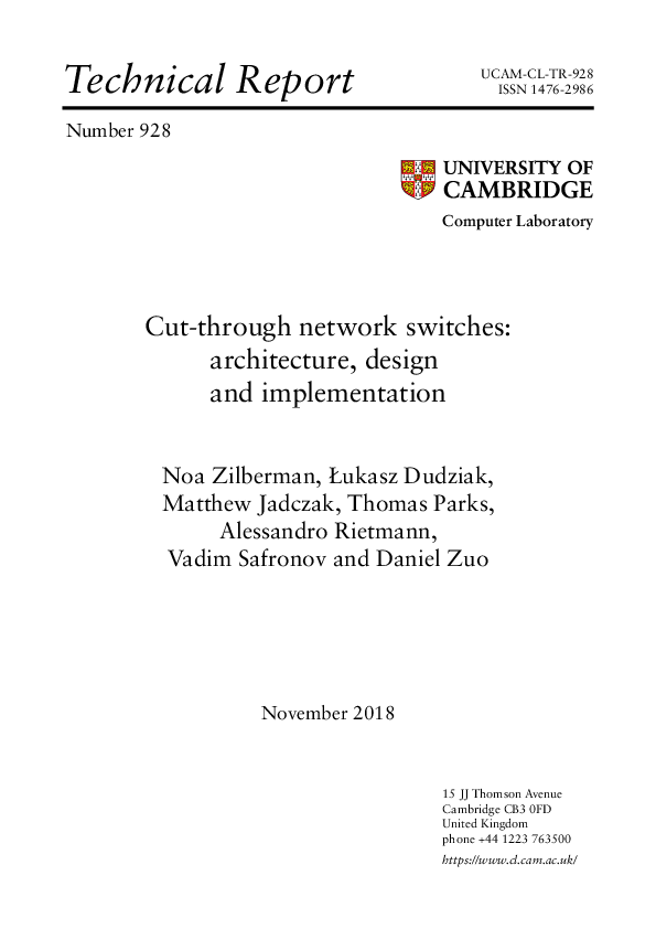 (PDF) Cut-through network switches: architecture, design and implementation