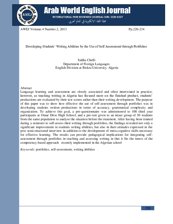 (PDF) Developing Students’ Writing Abilities by the Use of Self ...