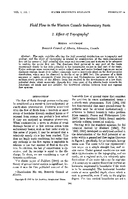 (PDF) Fluid flow in the Western Canada Sedimentary Basin: 2. Effect of ...