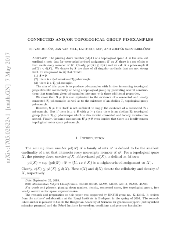 (PDF) Connected and/or topological group pd-examples