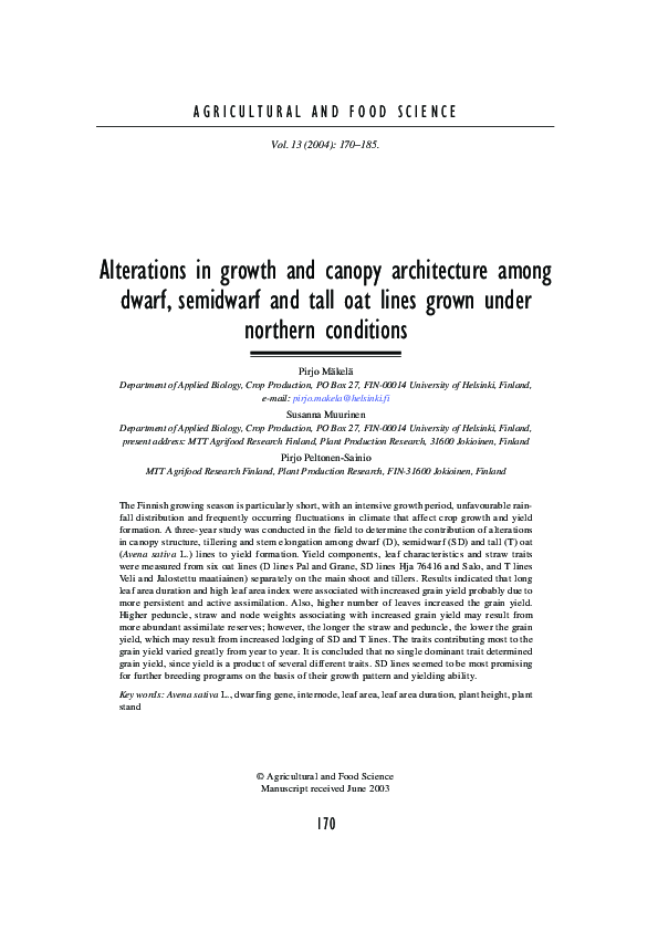 (PDF) Alterations in growth and canopy architecture among dwarf ...