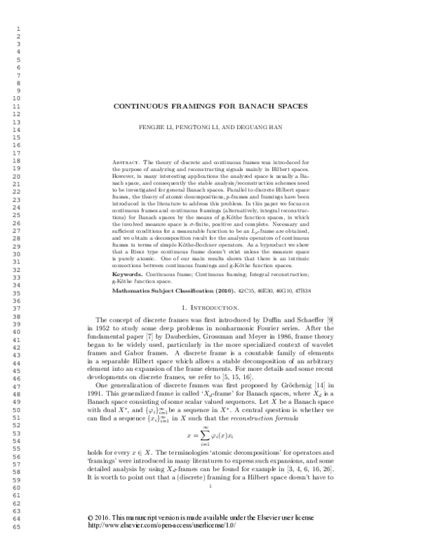 (PDF) Continuous framings for Banach spaces