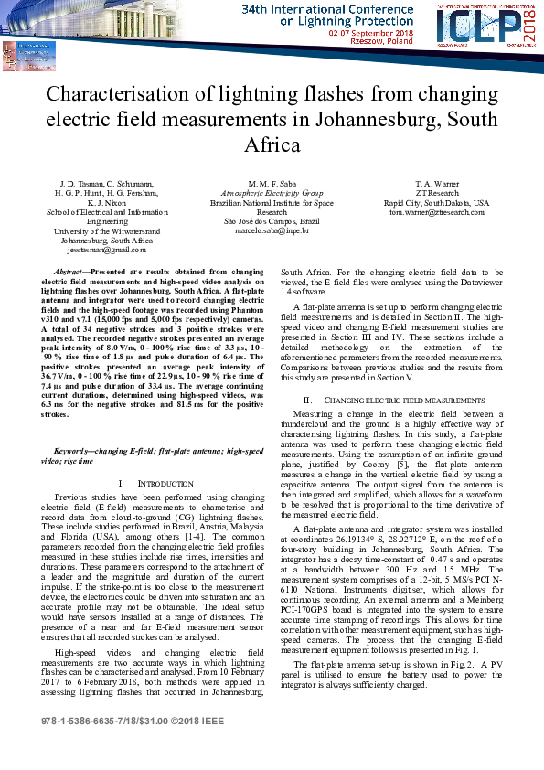 (PDF) Characterisation of lightning flashes from changing electric ...