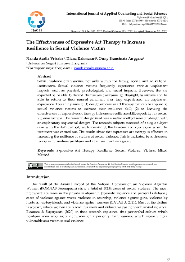(PDF) The Effectiveness of Expressive Art Therapy to Increase ...