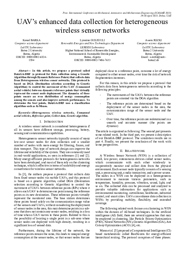 (PDF) UAV’s enhanced data collection for heterogeneous wireless sensor ...