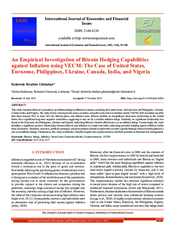 (PDF) An Empirical Investigation of Bitcoin Hedging Capabilities ...