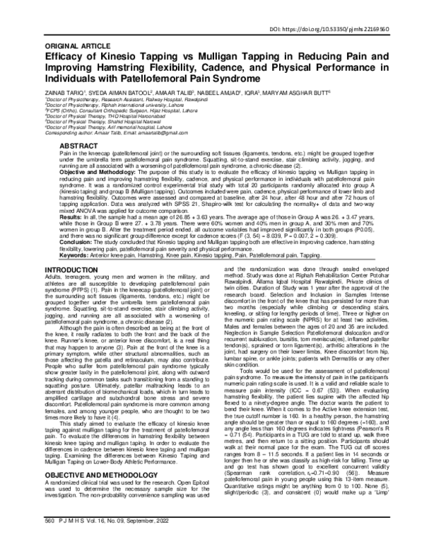 (PDF) Efficacy of Kinesio Tapping vs Mulligan Tapping in Reducing Pain ...