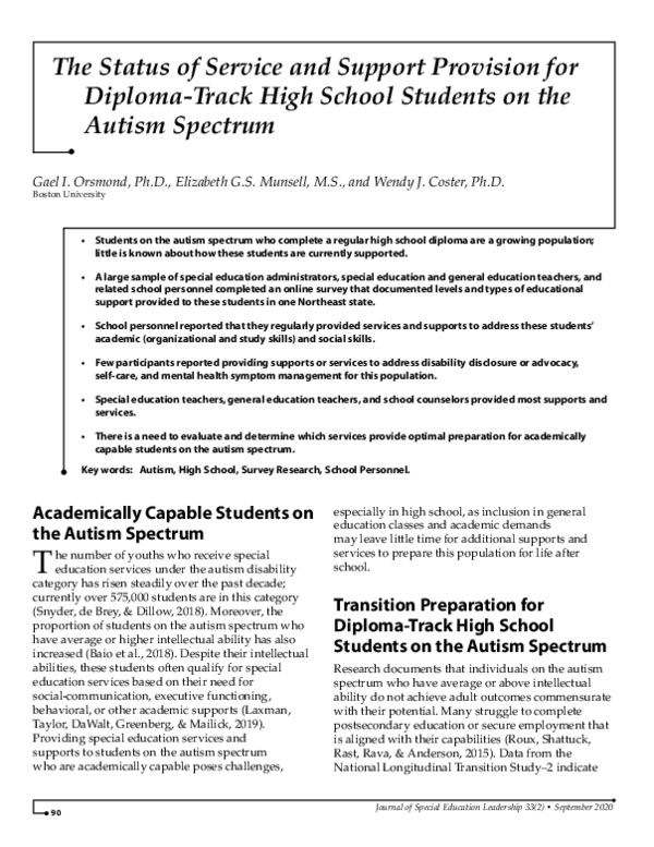 (PDF) The Status of Service and Support Provision for Diploma-Track ...