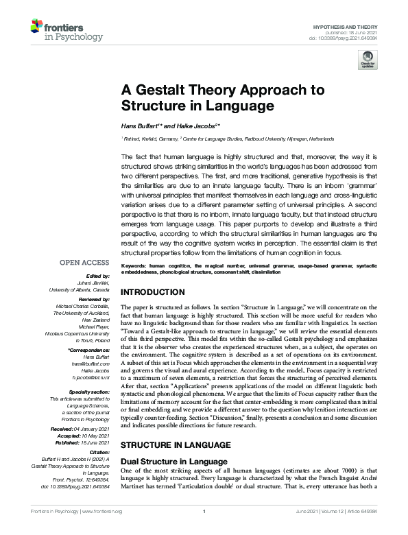 (PDF) A Gestalt Theory Approach to Structure in Language