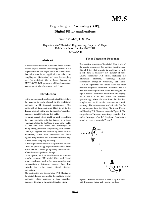 (PDF) Digital Signal Processing (DSP), Digital Filter Applications (PDF) Digital Signal Processing (DSP), Digital Filter Applications