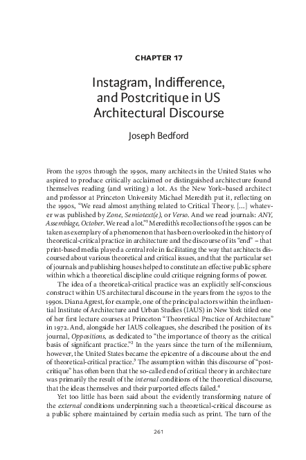 (PDF) Joseph Bedford, "Instagram, Indifference, and Postcritique in US ...