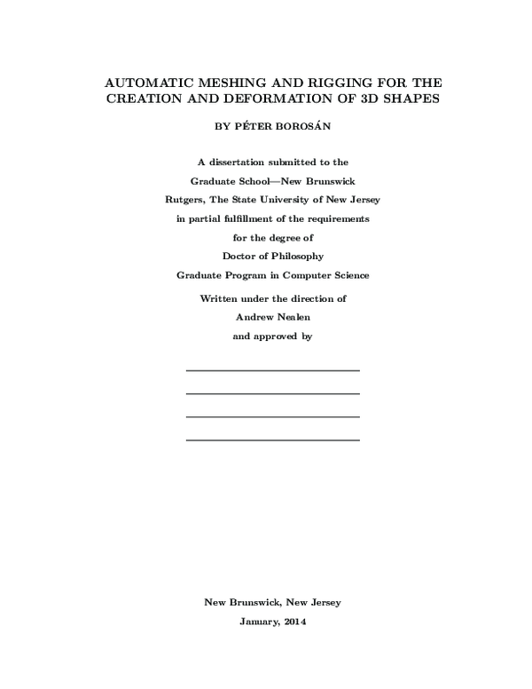 (PDF) Automatic meshing and rigging for the creation and deformation of 3D shapes