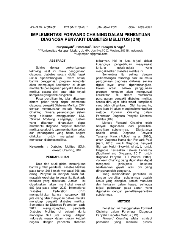 (PDF) Implementasi Forward Chaining Dalam Penentuan Diagnosa Penyakit ...