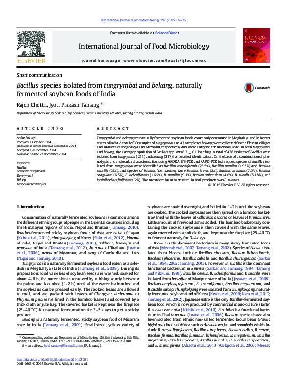 (PDF) Bacillus species isolated from tungrymbai and bekang, naturally ...