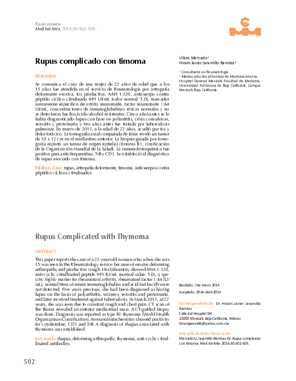 (PDF) Rupus complicado con timoma