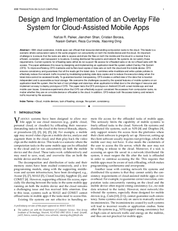 (PDF) Design and Implementation of an Overlay File System for Cloud ...