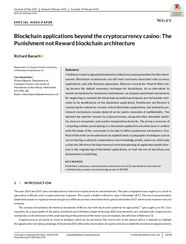 (PDF) Blockchain Applications Beyond Cryptocurrency: a Focus on ...