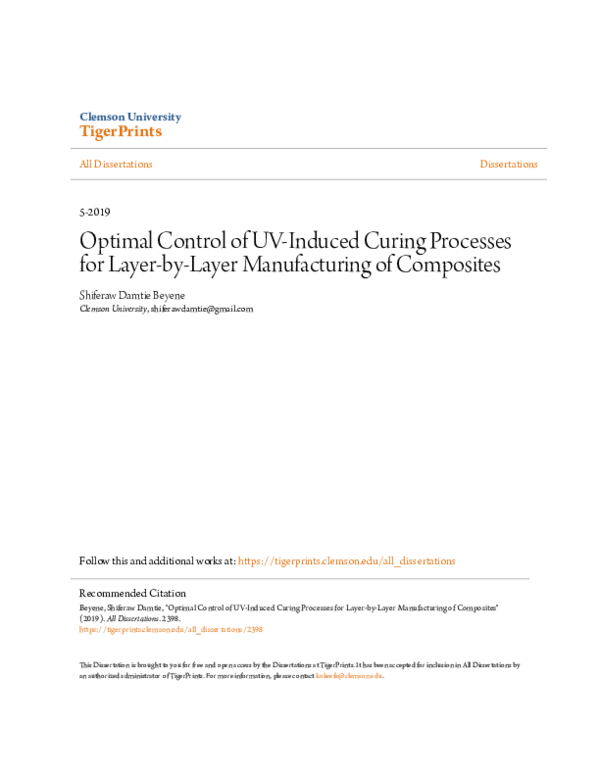 (PDF) Optimal Control of UV-Induced Curing Processes for Layer-by-Layer ...