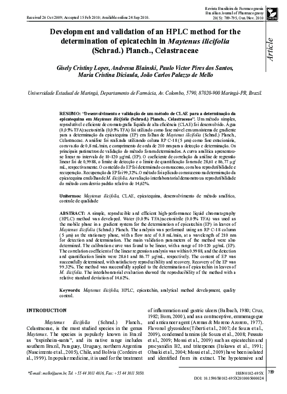 (PDF) Development and validation of HPLC method for the determination ...