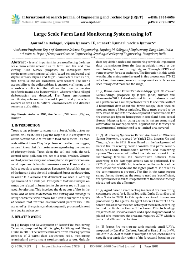 (PDF) Large Scale Farm Land Monitoring System using IoT