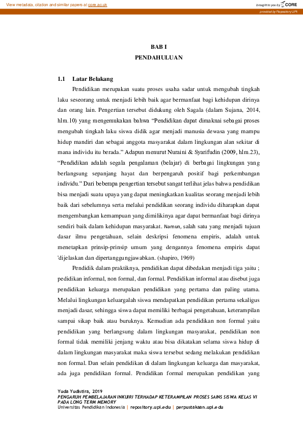 (PDF) PENGARUH PEMBELAJARAN INKUIRI TERHADAP KETERAMPILAN PROSES SAINS SISWA KELAS VI PADA LONG ...