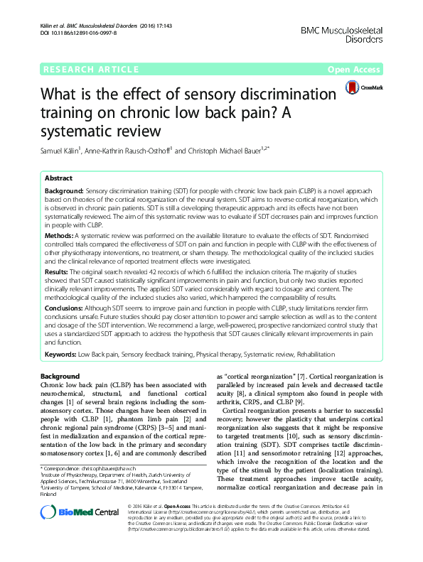 (PDF) What is the effect of sensory discrimination training on chronic ...