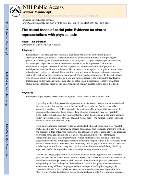 (PDF) The Neural Bases of Social Pain