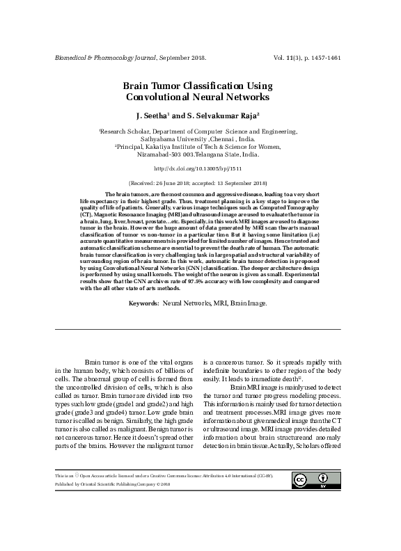 (PDF) Brain Tumor Classification Using Convolutional Neural Networks (PDF) Brain Tumor Classification Using Convolutional Neural Networks