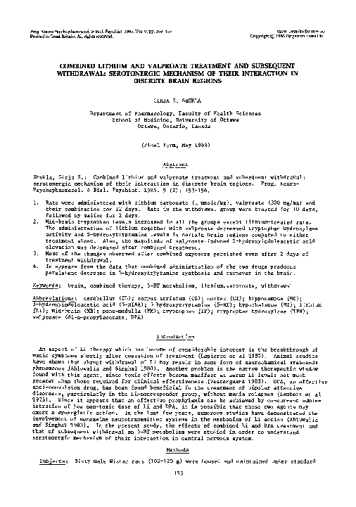 (PDF) Combined lithium and valproate treatment and subsequent ...
