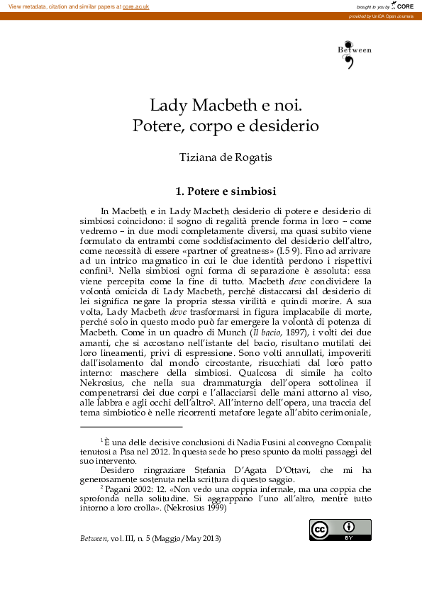 (PDF) Lady Macbeth and Us. Power, Body and Desire