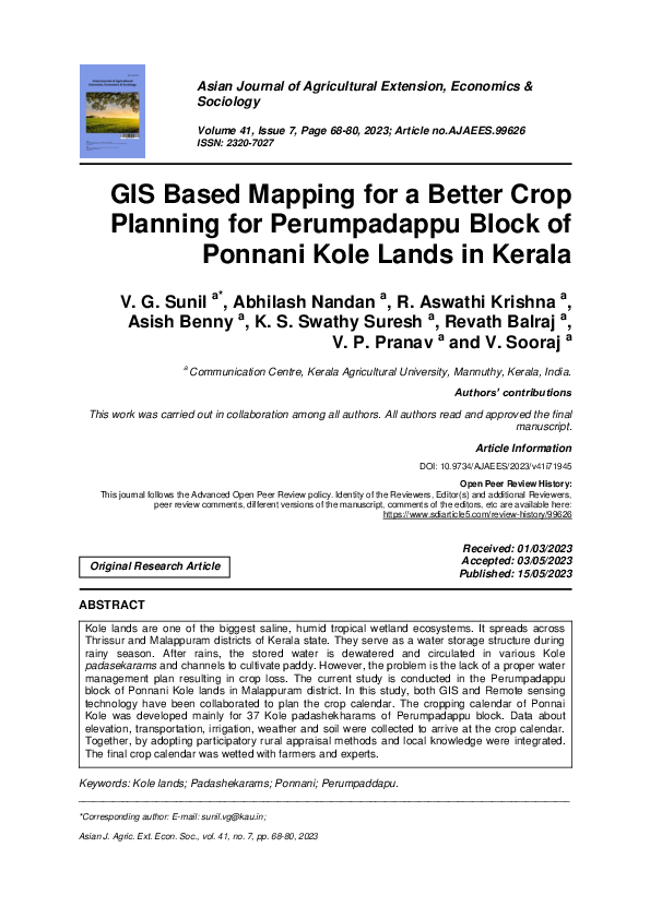 (PDF) GIS Based Mapping for a Better Crop Planning for Perumpadappu ...