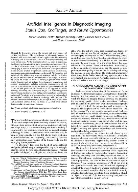 (PDF) Artificial Intelligence in Diagnostic Imaging