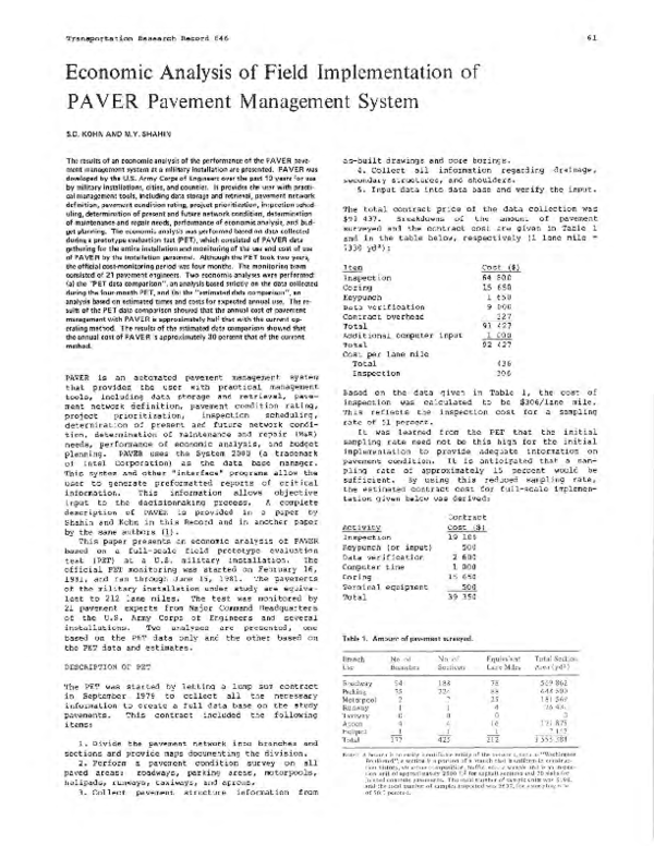 (PDF) Economic Analysis of Field Implementation of Paver Pavement ...