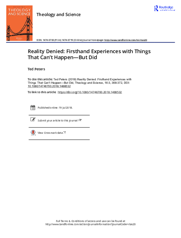 (PDF) Reality Denied: Firsthand Experiences with Things That Can’t ...