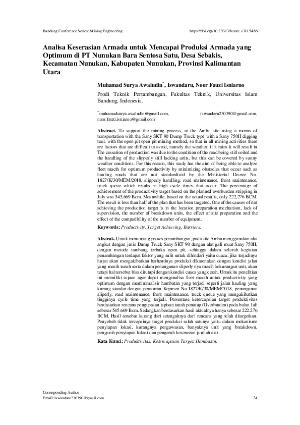 (PDF) Analisa Keserasian Armada untuk Mencapai Produksi Armada yang ...