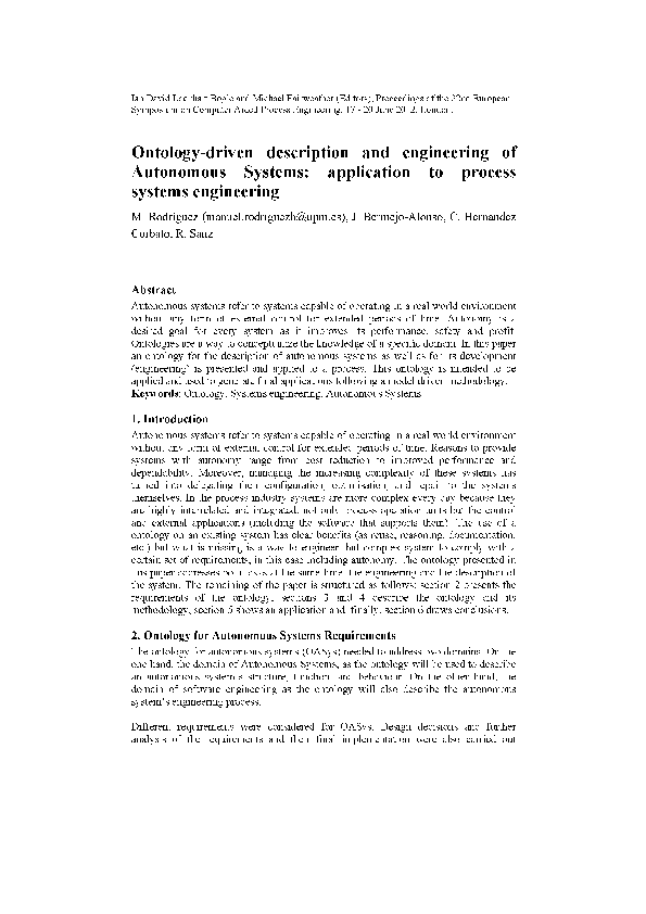 (PDF) Ontology-driven description and engineering of Autonomous Systems | Carlos Hernández ...