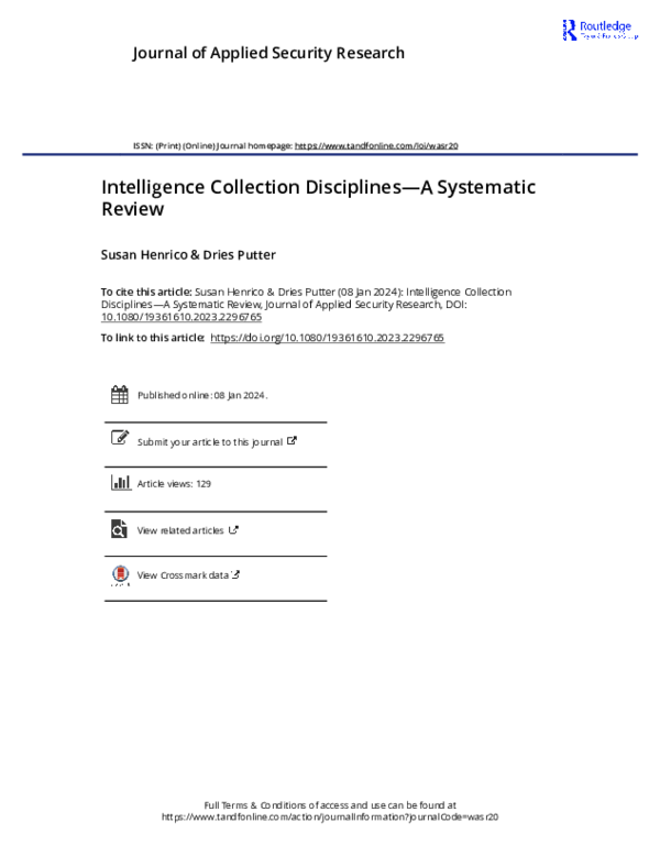 (PDF) Intelligence Collection Disciplines-A Systematic Review