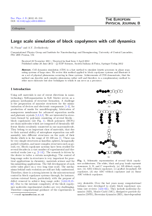 Pdf Large Scale Simulation Of Block Copolymers With Cell Dynamics
