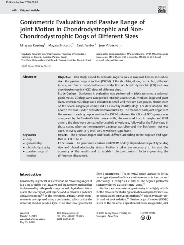 (PDF) Goniometric Evaluation and Passive Range of Joint Motion in ...