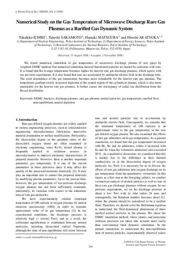 (PDF) Numerical Study on the Gas Temperature of Microwave Discharge ...