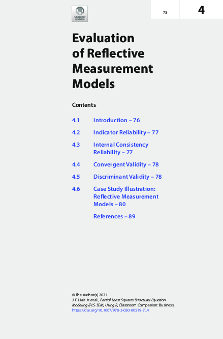 Pdf Evaluation Of Reflective Measurement Models