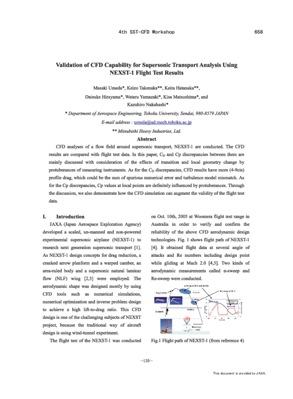 (PDF) Validation of CFD Capability for Supersonic Transport Analysis ...