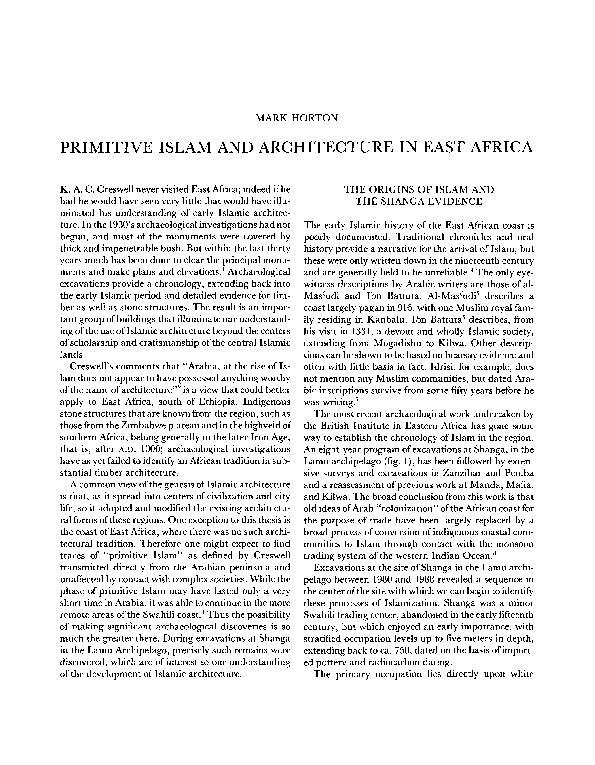 (PDF) Primitive Islam and Architecture in East Africa