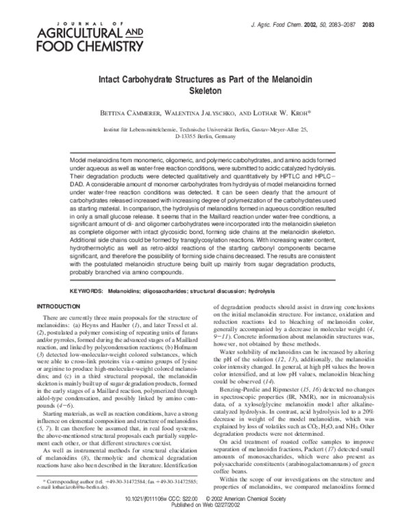 (PDF) Intact Carbohydrate Structures as Part of the Melanoidin Skeleton