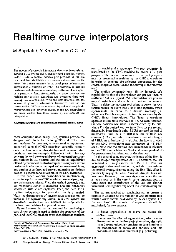 (PDF) Realtime curve interpolators | Yoram Koren - Academia.edu