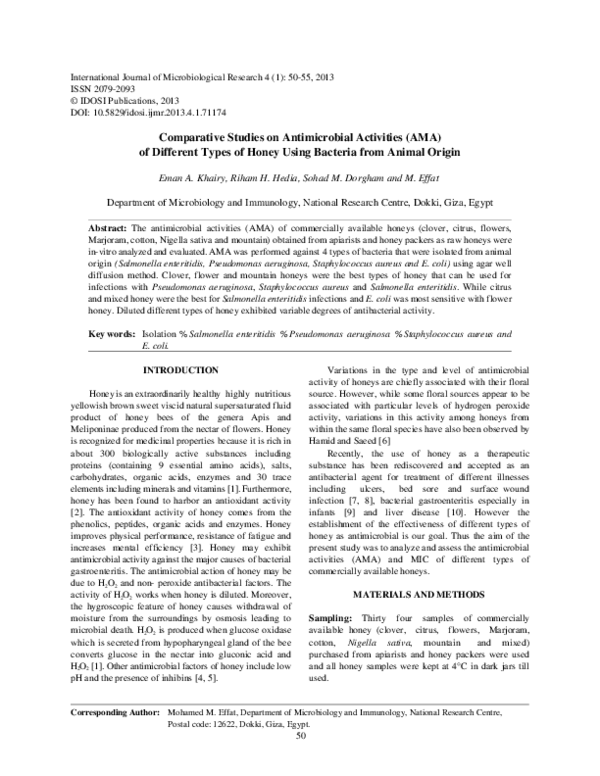 (PDF) Comparative Studies on Antimicrobial Activities (AMA) of ...